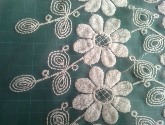 Wedding Cotton Clothing embroidered flower lace fabric , Party dress Mesh
