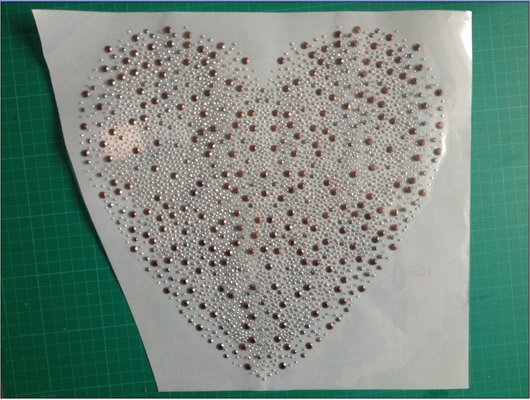 Lovely Half round Hot fix heart pattern Rhinestone Heat Transfers