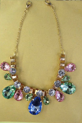 Gold chain Rhinestone handmade necklace , handcrafted beaded necklaces