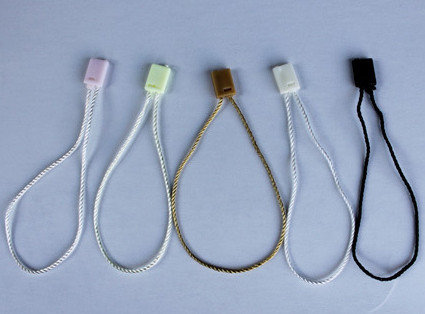 Custom Clothing Hang Tags with plastic head , professional nylon Rope