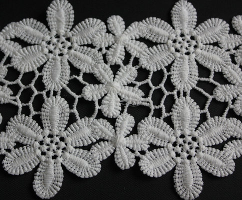 Qmilch Embroidered Decorative Lace Trim Black / White 11cm Flower Pattern