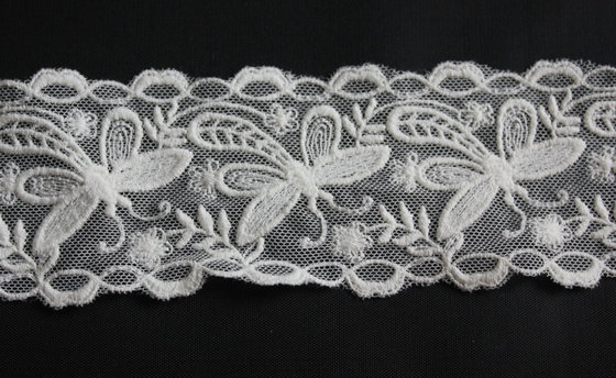 Dragonfly Flower Cotton Decorative Lace Trim Water Soluble 6cm Nature White