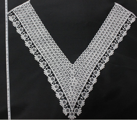 Neck Lace Embroidery Collar Clothing Motif  Milk Poly White for Clothing