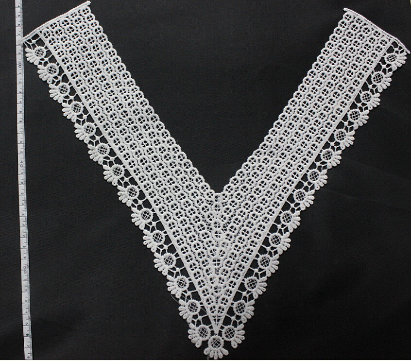 Neck Lace Embroidery Collar Clothing Motif  Milk Poly White for Clothing