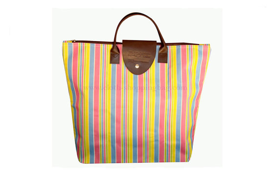 Eco - friendly waterproof foldable shopping bags , PU leather Handle