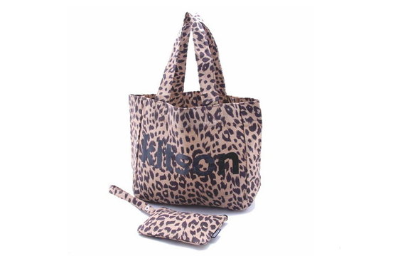 Leopard printing patern folding Cloth shopping bag with cosmetic pouch inside