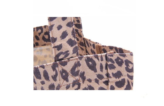 Leopard printing patern folding Cloth shopping bag with cosmetic pouch inside