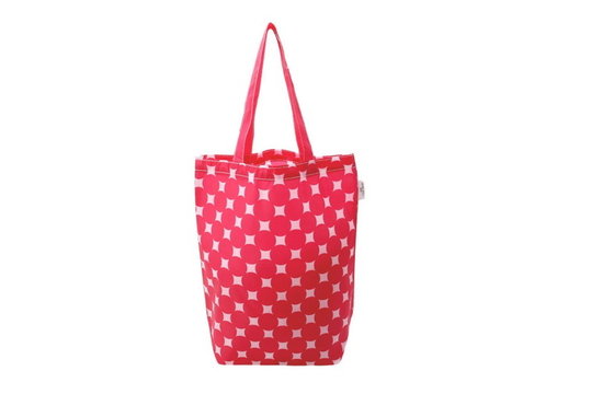 Waterproof 600D oxford folded Cloth shopping bag Red with small cosmetic pouch
