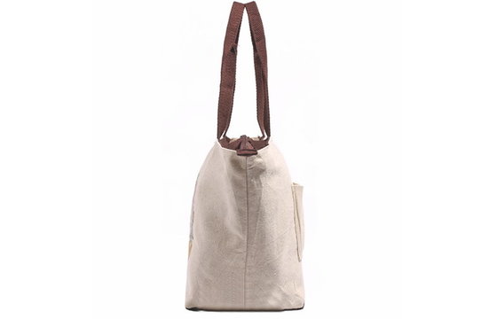 Environmental Canvas material Cloth shopping handbag with zipper / logo printed