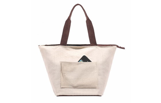 Environmental Canvas material Cloth shopping handbag with zipper / logo printed