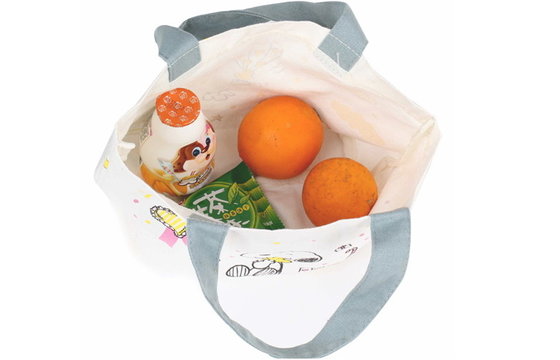 Cartoon pattern durable Cloth shopping hand bag heat pringting for snacks