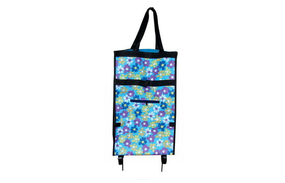Multi - function ladies foldable trolley shopping bag with flower pattern