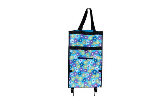 Multi - function ladies foldable trolley shopping bag with flower pattern