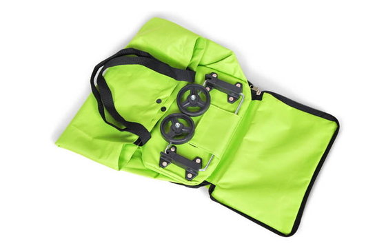 Silk screen printing foldable trolley shopping bag green for exhition