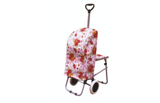 Functional red wheeled shopping bags With seat / Logo printed