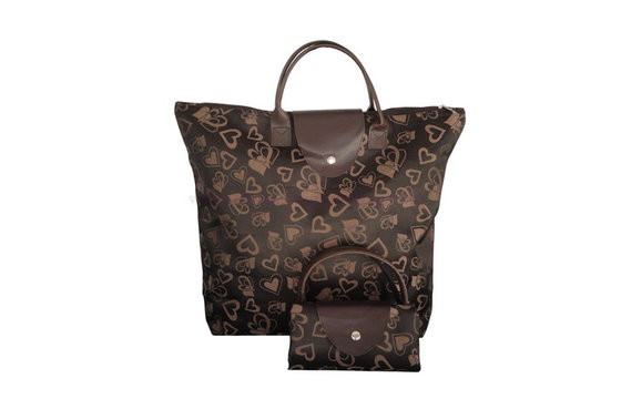 Large brown foldable oxford tote bag with silk screen printing