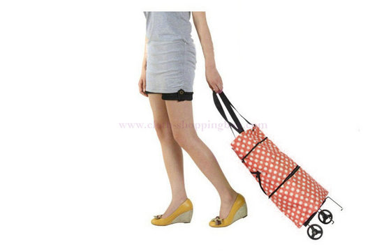 Recyclable 600D oxford fabric foldable trolley shopping bag on wheels