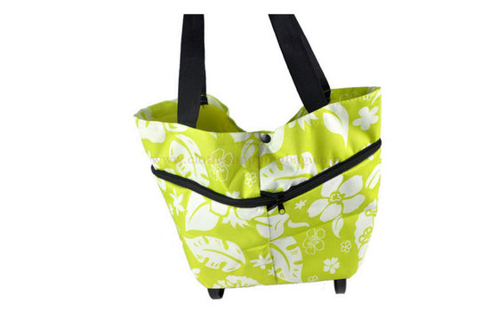 Logo - printing wheeled foldable trolley bags for shopping with heat printing