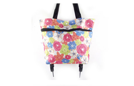 Silk screen printing foldable trolley shopping bag for Shopping mall