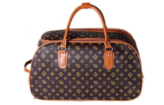 Customized PU leather roller luggage bags , businessmen suitcase trolley bag