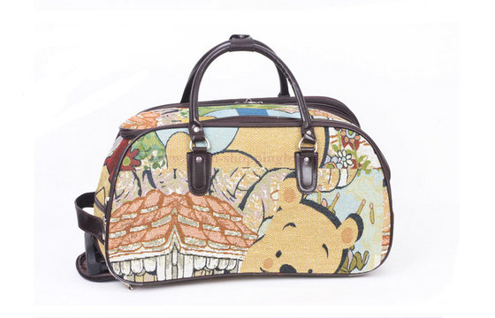 Cute pattern jute trolley travel bag travel set for students with Logo printed