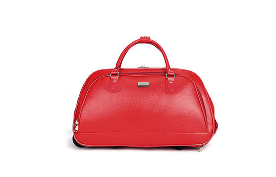 Customized Retractable pull handle red roller gear bag with a zipper