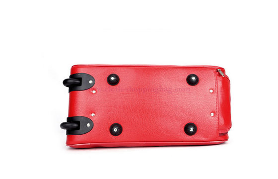 Customized Retractable pull handle red roller gear bag with a zipper