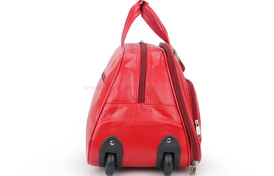 Red ladies trolley travel bags wheeled luggage with retractable handle