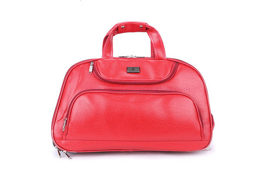 Red ladies trolley travel bags wheeled luggage with retractable handle
