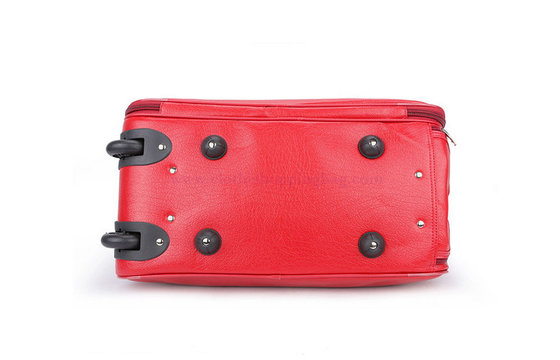Red ladies trolley travel bags wheeled luggage with retractable handle