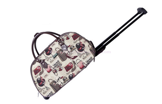 18 inch small Jute roller gear bag with wrapped dual handles / two wheels