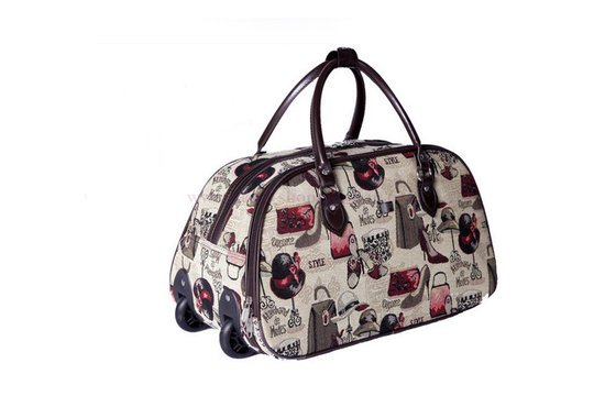 18 inch small Jute roller gear bag with wrapped dual handles / two wheels