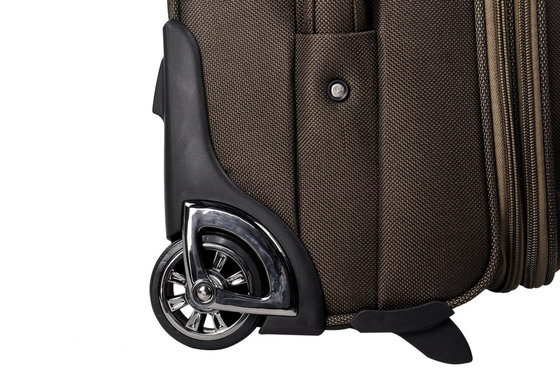 Brown 1680D + 210D liner 32" roller luggage bags , Two expandable wheels
