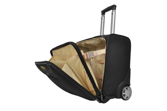 Durable 17 inch nylon roller luggage bags with pocket , built - in caster
