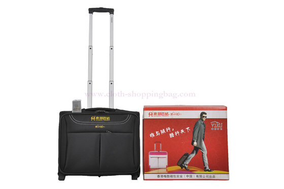 Durable 17 inch nylon roller luggage bags with pocket , built - in caster