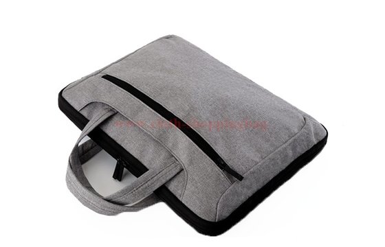 Portable big coffee nylon laptop bag with front zipped pocket , tablet carry bag