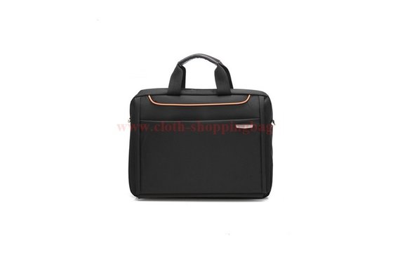 Durable black nylon laptop computer shoulder bag with large main compartment