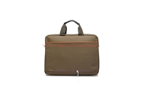 Durable black nylon laptop computer shoulder bag with large main compartment