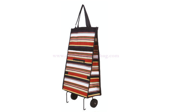 Colored supermarket foldable trolley shopping bag , wheeled traveling bags