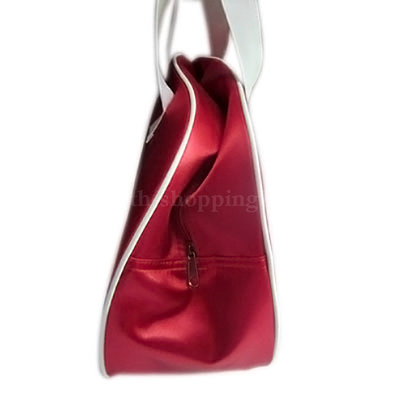 Eco-friendly red nylon fashion travel cosmetic bag with handles