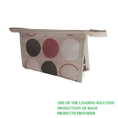 Dot pattern fabric zipper cosmetic bag for counter gifts , cute makeup bags
