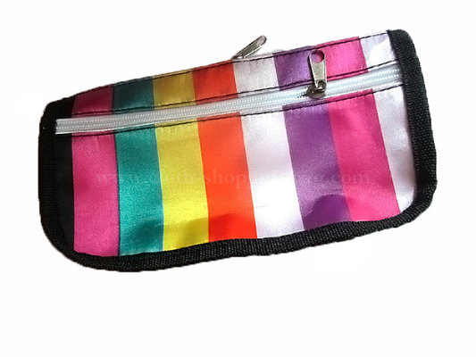 Red lattice travel cosmetic bag with front pocket for girl / ladies