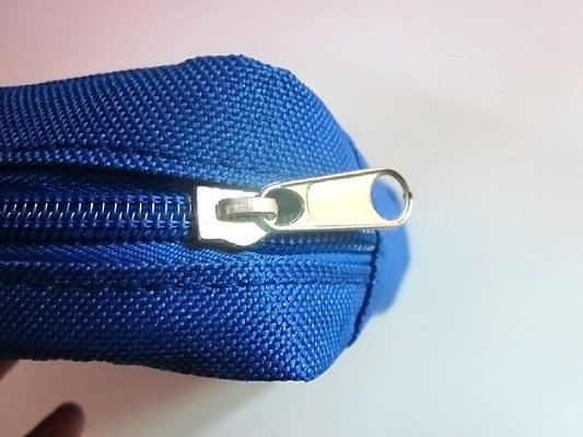 Blue travel wash bag with zipped pocket inside , hanging cosmetic bag