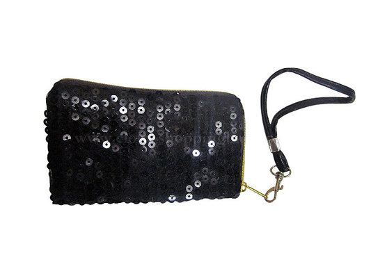 Black Shining travel cosmetic bag for cosmetic party with handle