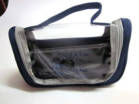 Personalized bule hanging cosmetic bag with zipper for mens