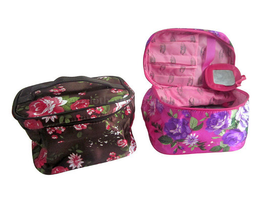Customized large travel cosmetic pouch with mirror toiletry cosmetic bag