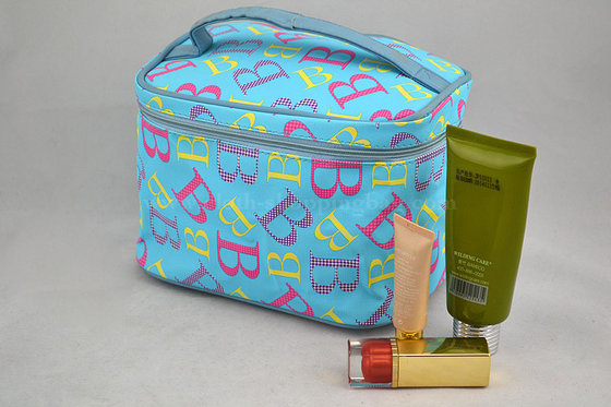 Large folding cosmetic bag with handle , travel makeup box