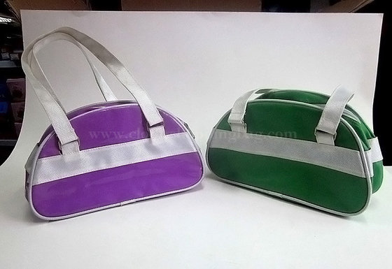 Promotional green travel cosmetic bag makeup organizer with handle