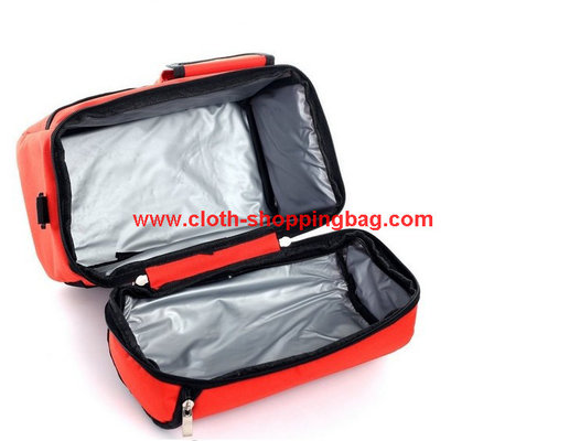 Durable polyester fiber travel cooler bag , red lunch bag 4200ML