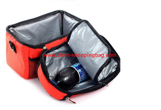 Durable polyester fiber travel cooler bag , red lunch bag 4200ML
